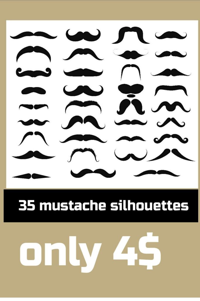 35 mustache vector silhouettes design bundle - MasterBundles