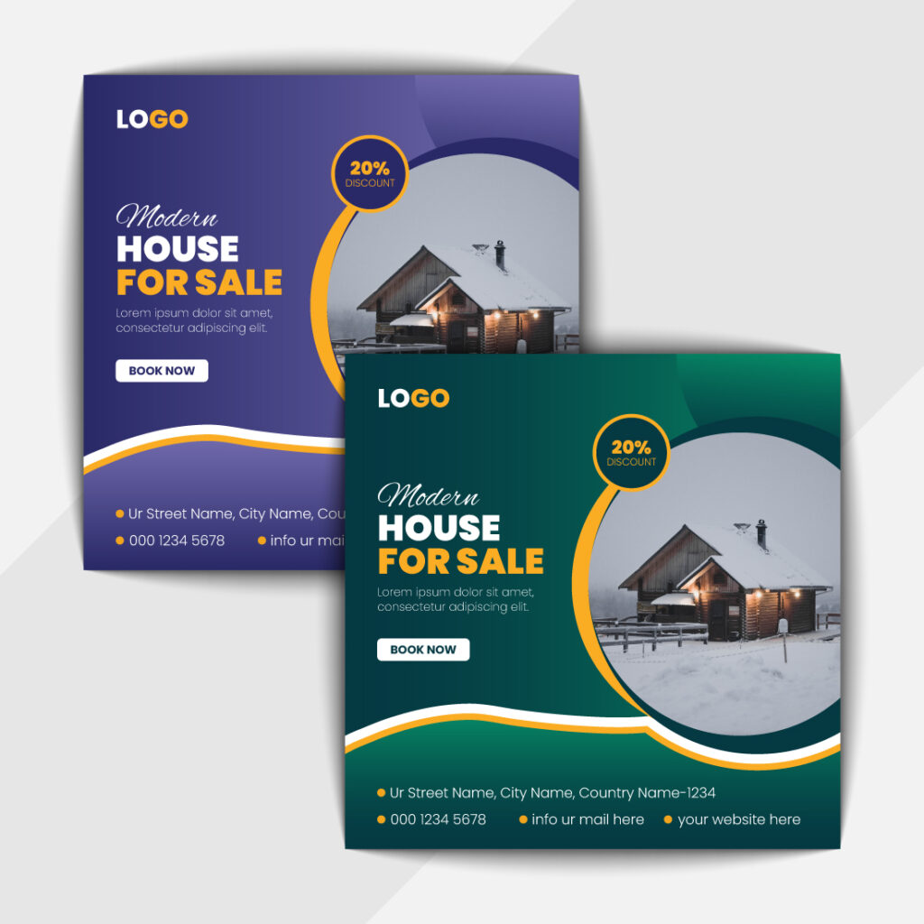 Real Estate Social Media Banner Example - MasterBundles