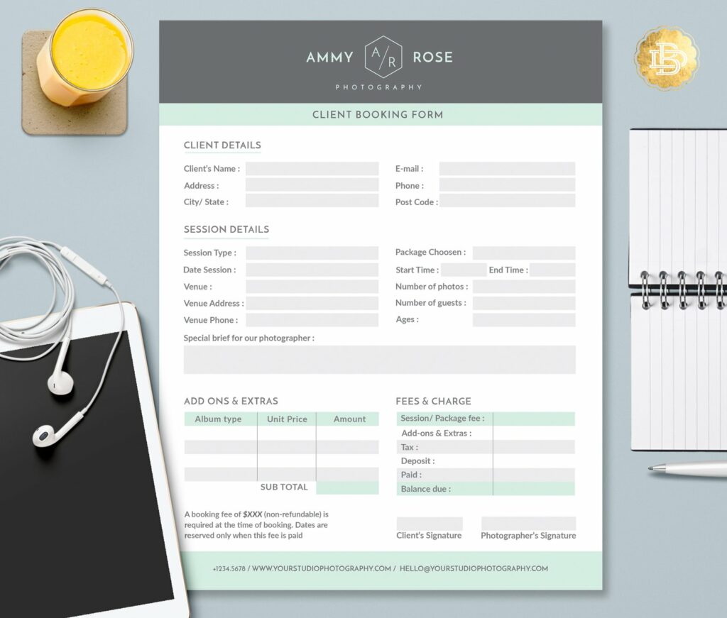 Client Booking Form Template CBF002 – MasterBundles