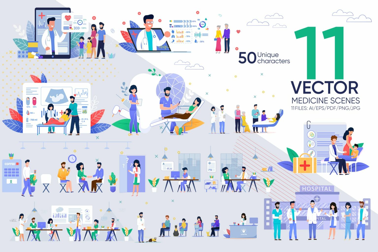 Medicine Scenes Flat Collection – MasterBundles