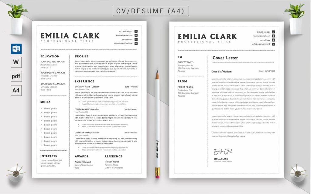 CV Resume Word Docx Template – MasterBundles