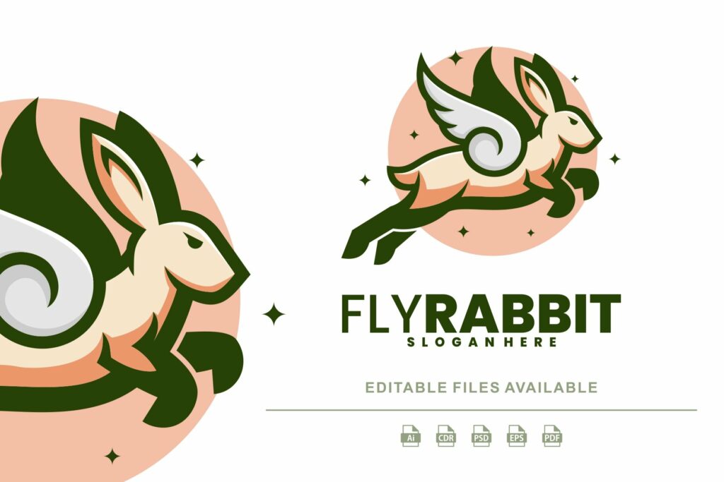 Fly Rabbit Mascot Logo – MasterBundles