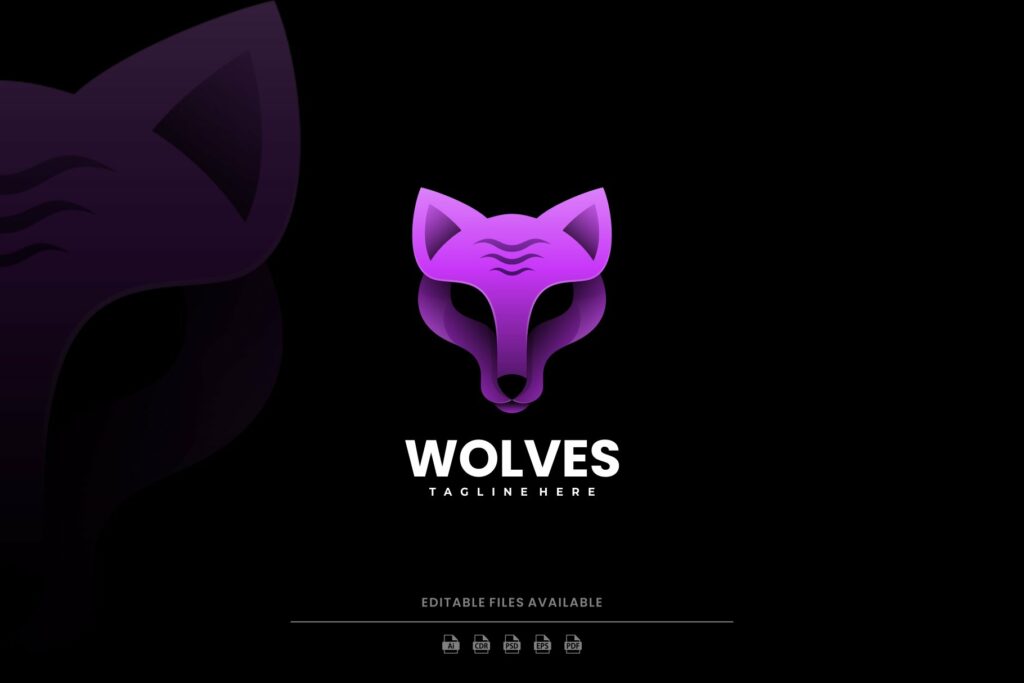 Wolf Head Gradient Logo – MasterBundles