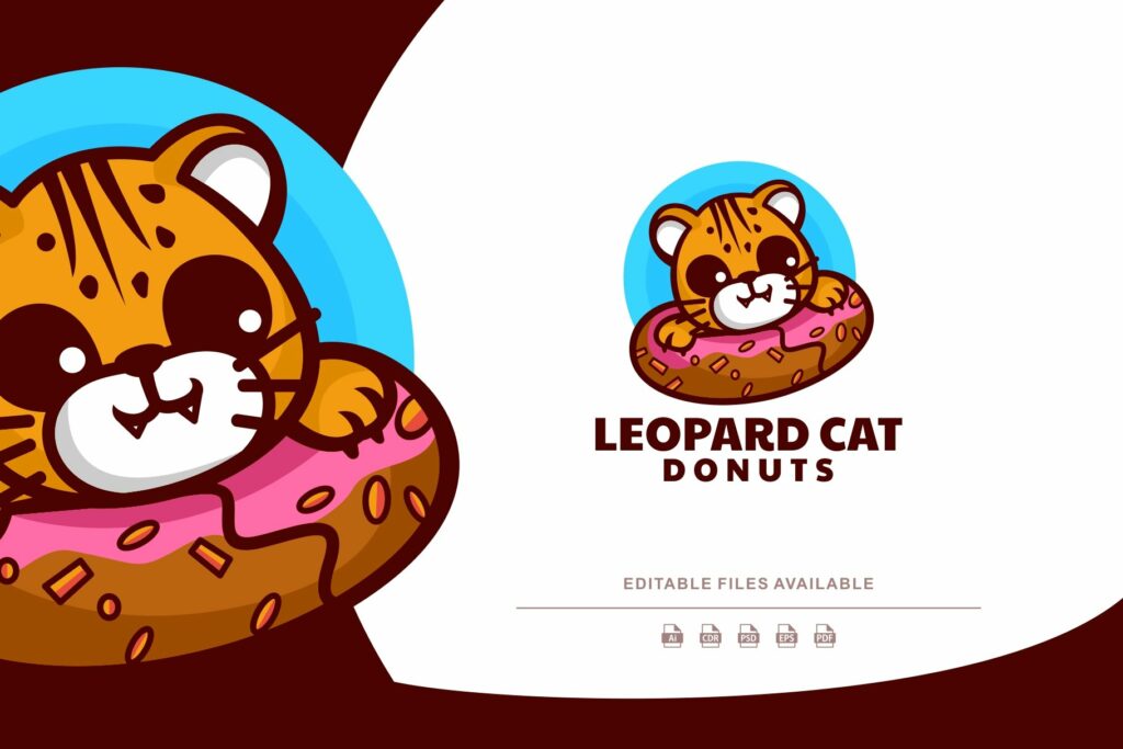 Leopard Doughnut Cartoon Logo – MasterBundles