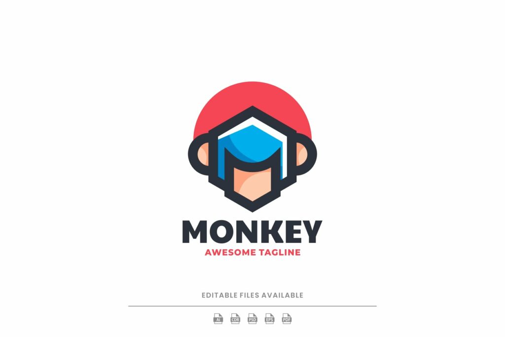 Monkey Simple Mascot Logo – MasterBundles
