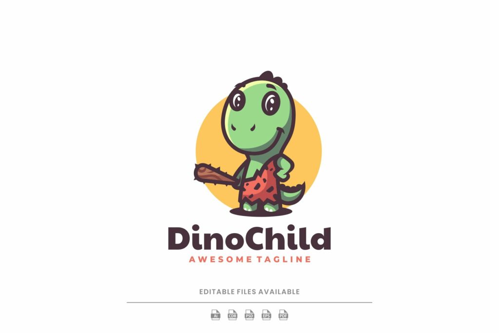 Dinosaur Simple Mascot Logo – MasterBundles