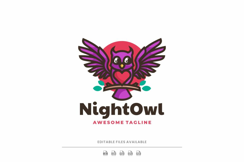 Night Owl Simple Mascot Logo – MasterBundles
