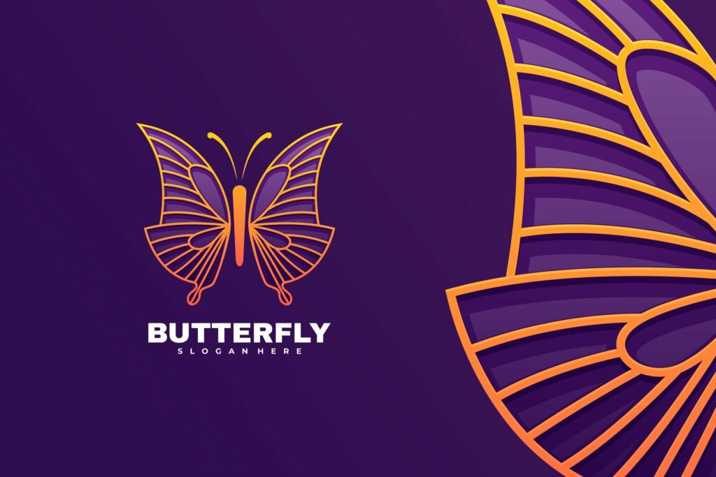 Butterfly Line Art Gradient Logo – MasterBundles
