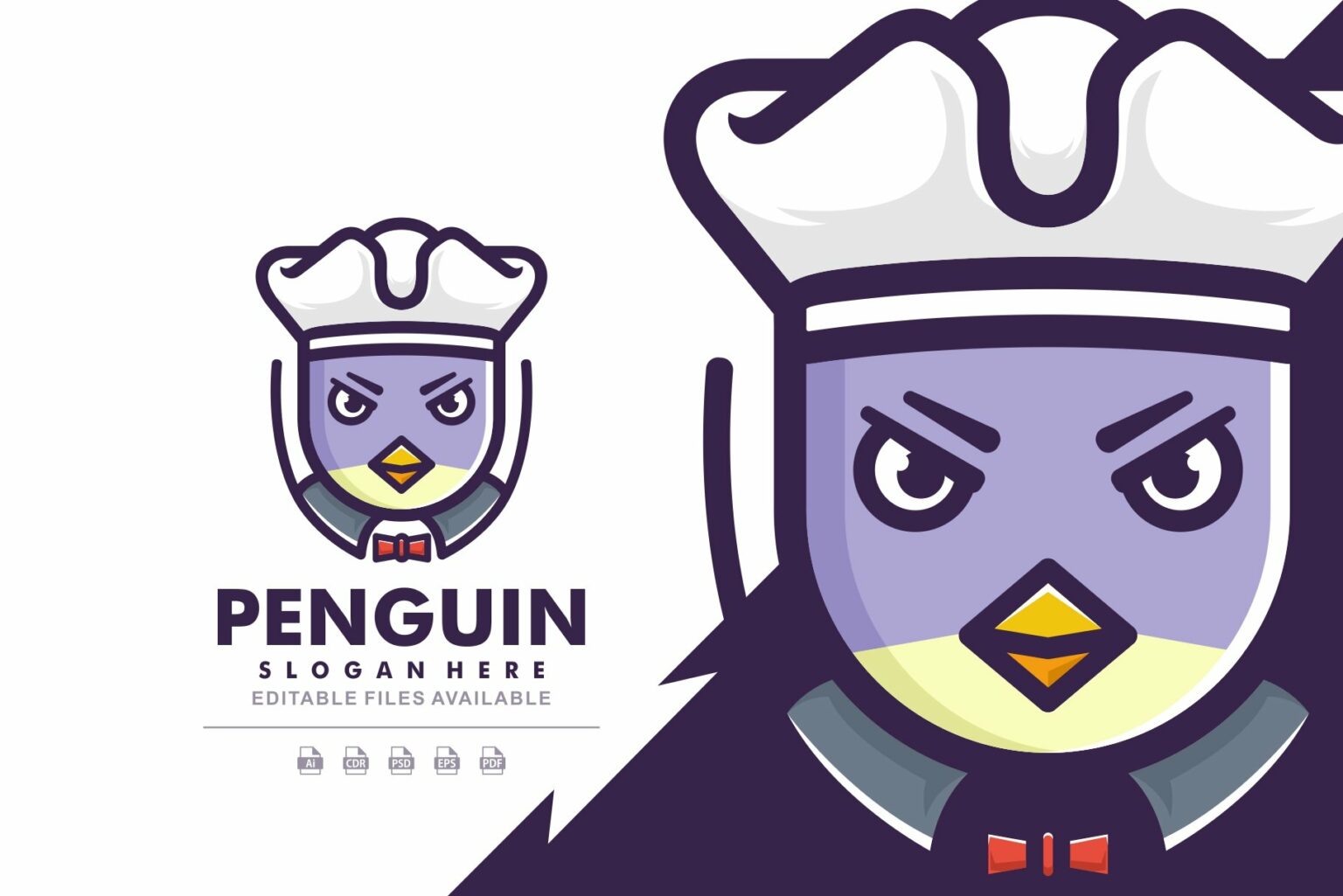 Penguin Captain Cartoon Logo – MasterBundles