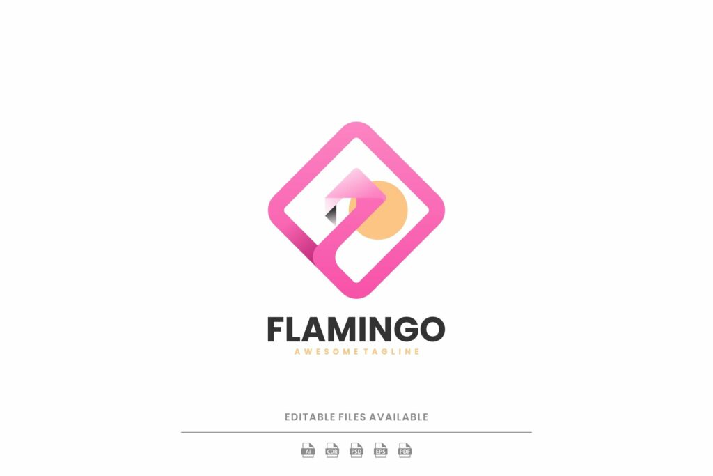 Flamingo Gradient Line Art Logo – MasterBundles