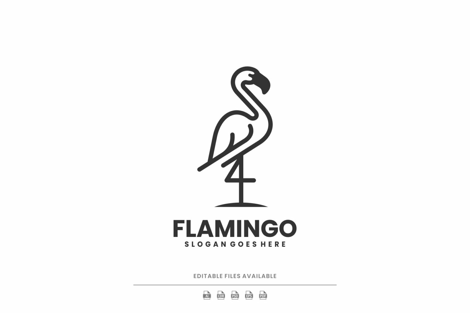 Flamingo Line Art Logo – MasterBundles