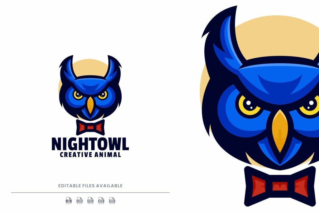 Owl Simple Mascot Logo- – MasterBundles