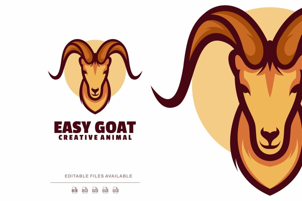 Goat Simple Mascot Logo – MasterBundles