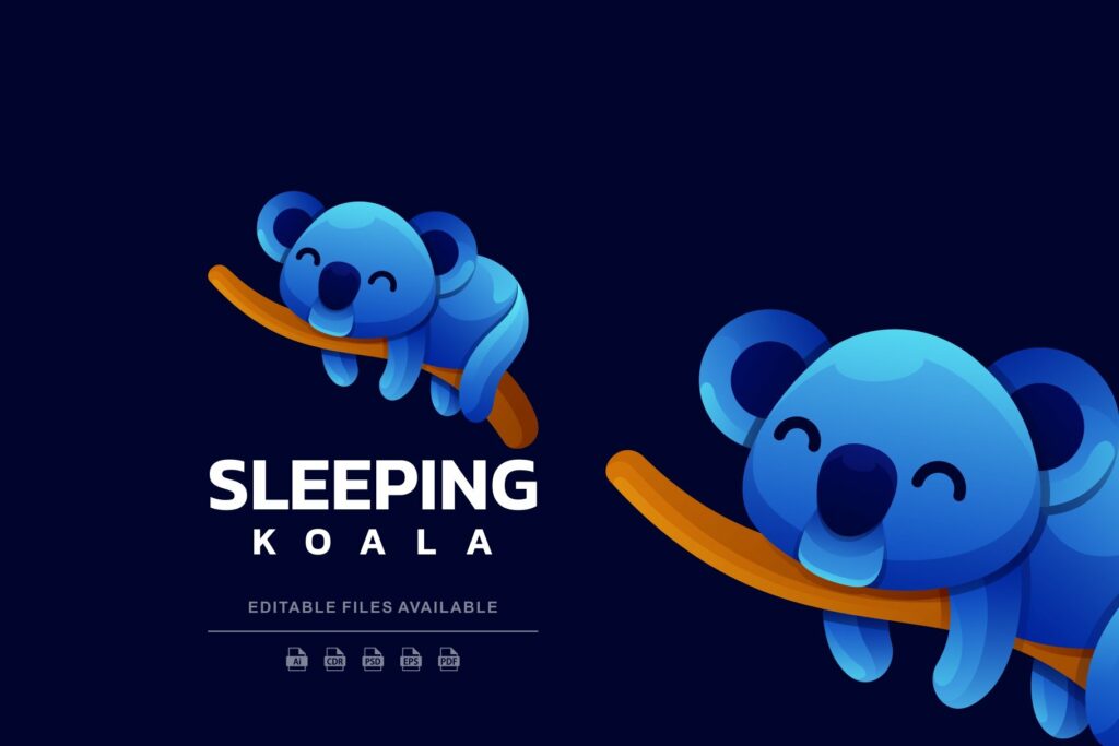 Sleeping Koala Gradient Logo – MasterBundles