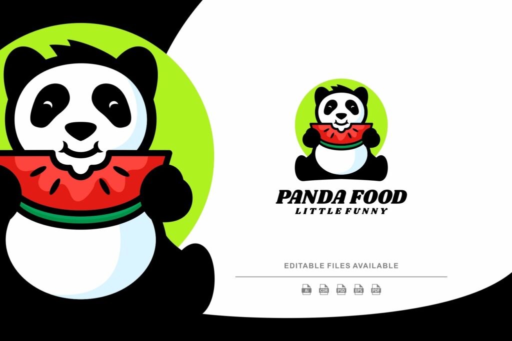 Panda Food Mascot Cartoon Logo – MasterBundles