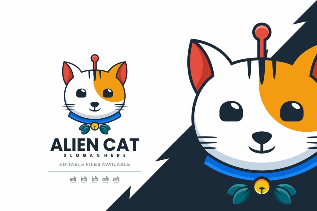 Alien Cat Cartoon Logo – MasterBundles