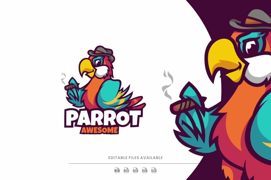 Smoking Parrot Mascot Logo – MasterBundles