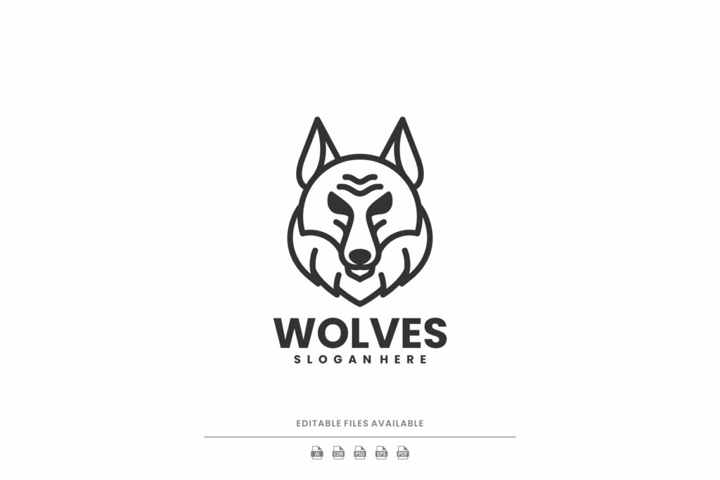 Wolves Line Art Logo – MasterBundles