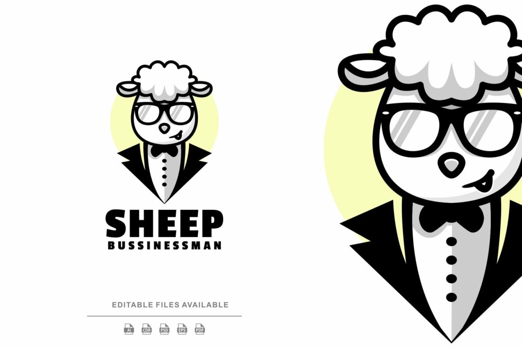 Sheep Cartoon Character Logo – MasterBundles