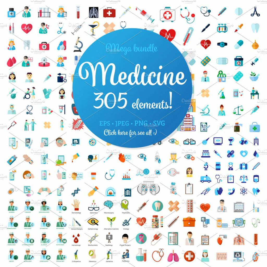 Mega 305 Medical Icons Bundle – MasterBundles