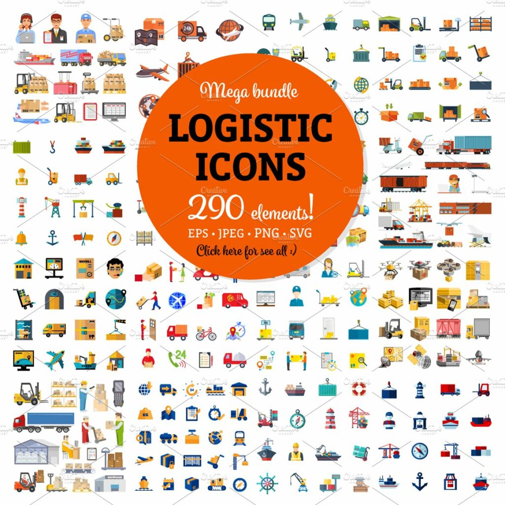 Sale! Mega Bundle of Logistic Icons – MasterBundles