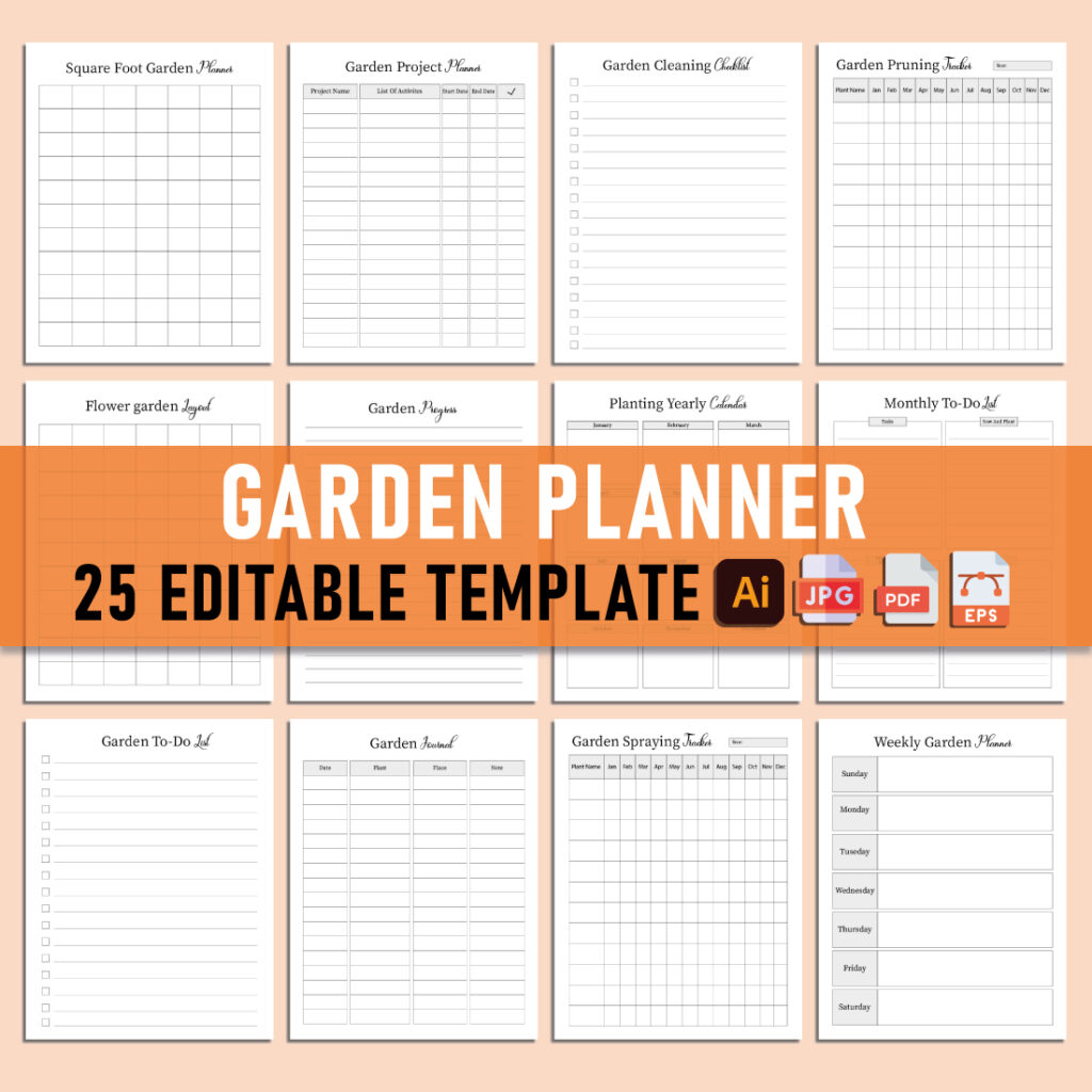 Editable Garden Planner for KDP Interior - MasterBundles
