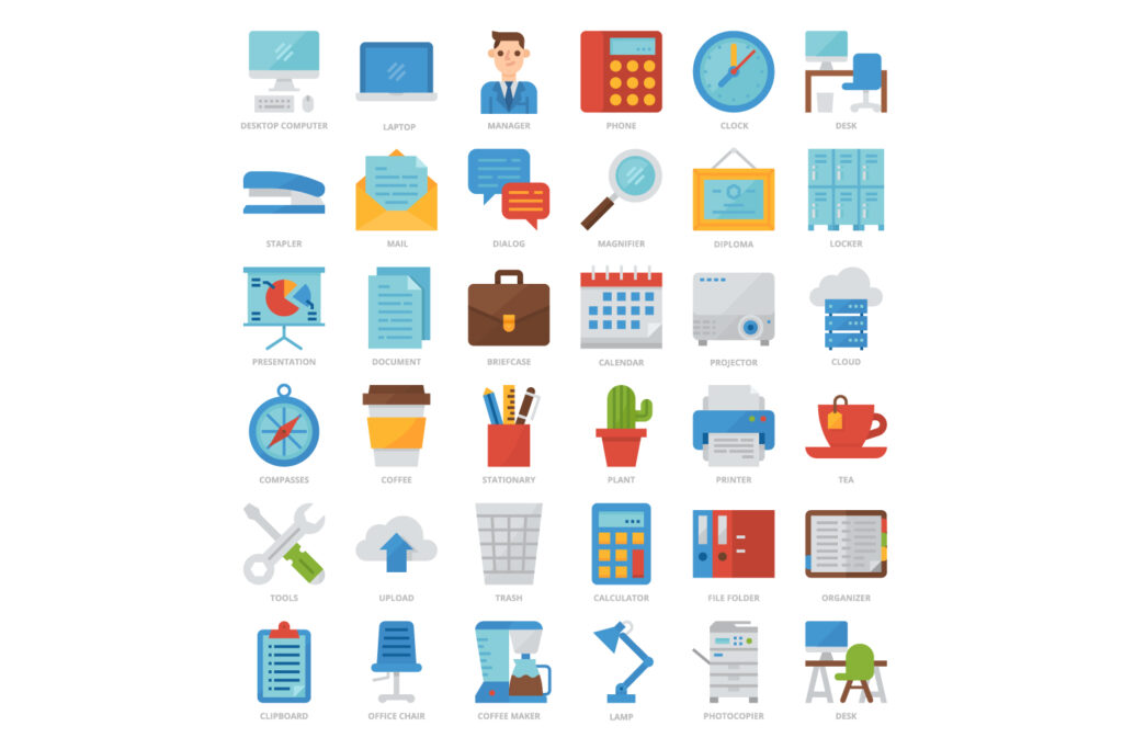 36 Office Icons Set x 4 Styles - MasterBundles