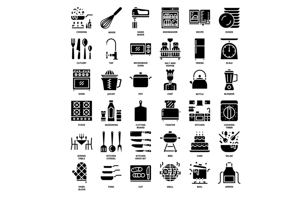 36 Cooking Icons Set x 4 Styles - MasterBundles