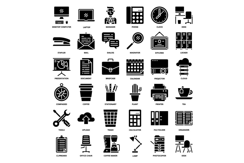 36 Office Icons Set x 4 Styles - MasterBundles