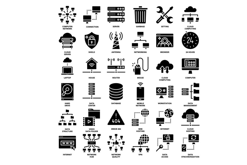 36 Computer Network Icons Set x 4 Styles - MasterBundles