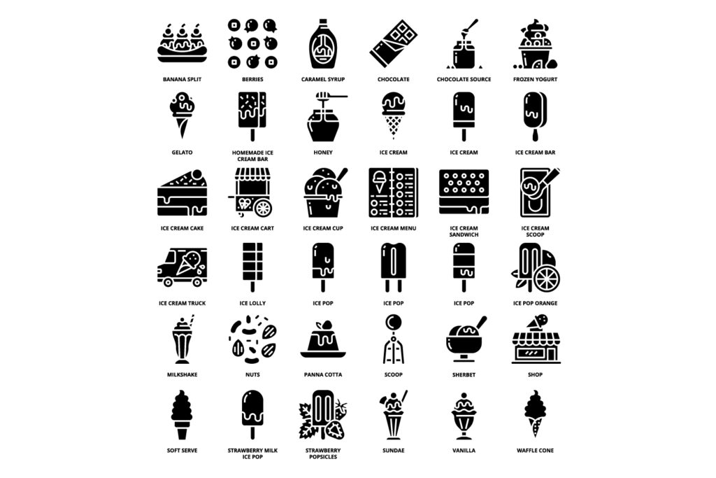 36 Ice Cream Icons Set x 4 Styles - MasterBundles