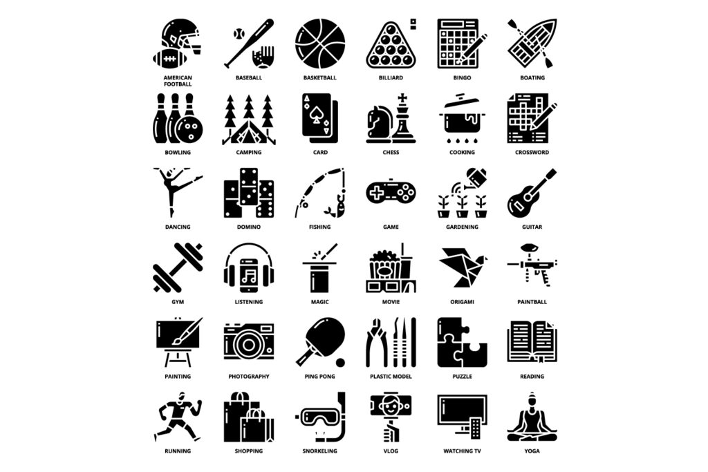 36 Hobby Icons Set x 4 Styles - MasterBundles