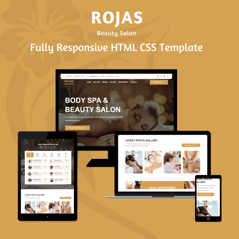 ROJAS Beauty Salon- HTML CSS Template - MasterBundles