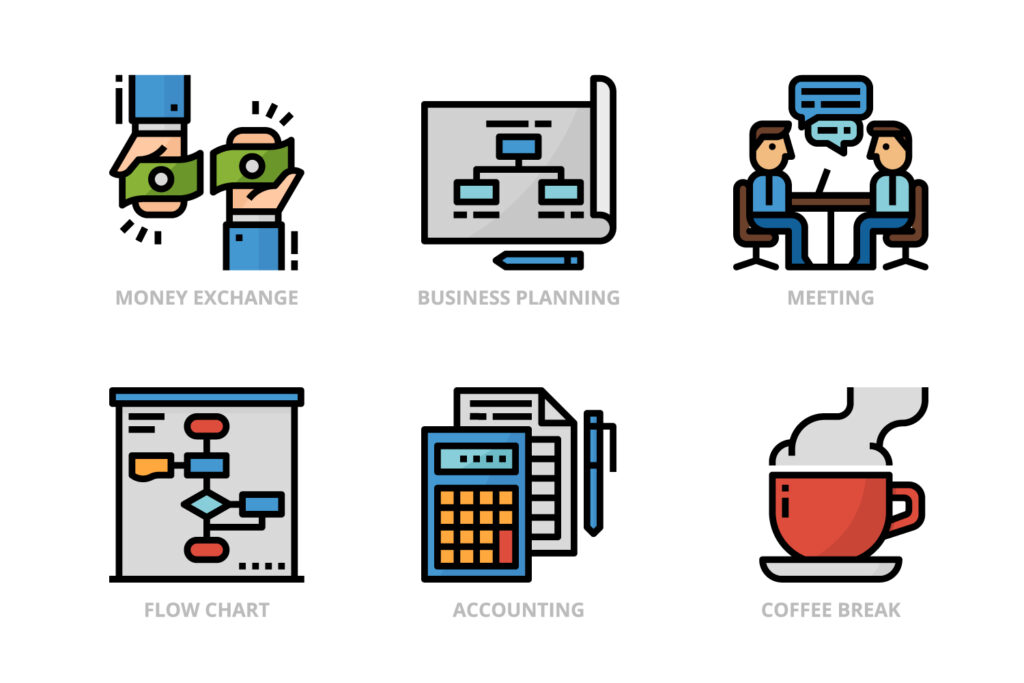 36 Business Icons Set x 4 Styles - MasterBundles