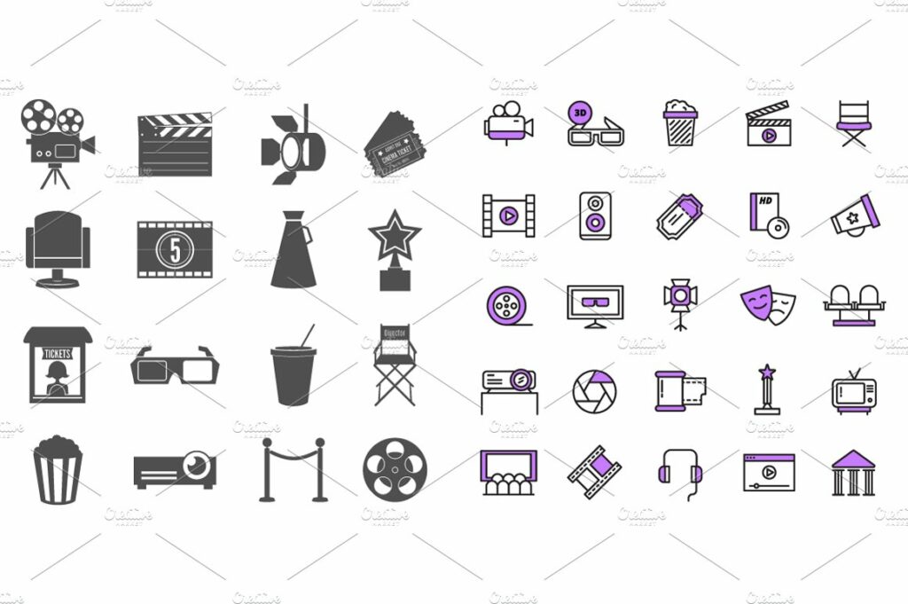 Mega Cinema Icons Set – MasterBundles