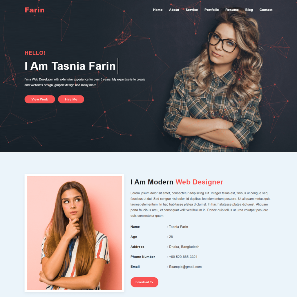 Portfolio Website Landing Page Template - MasterBundles