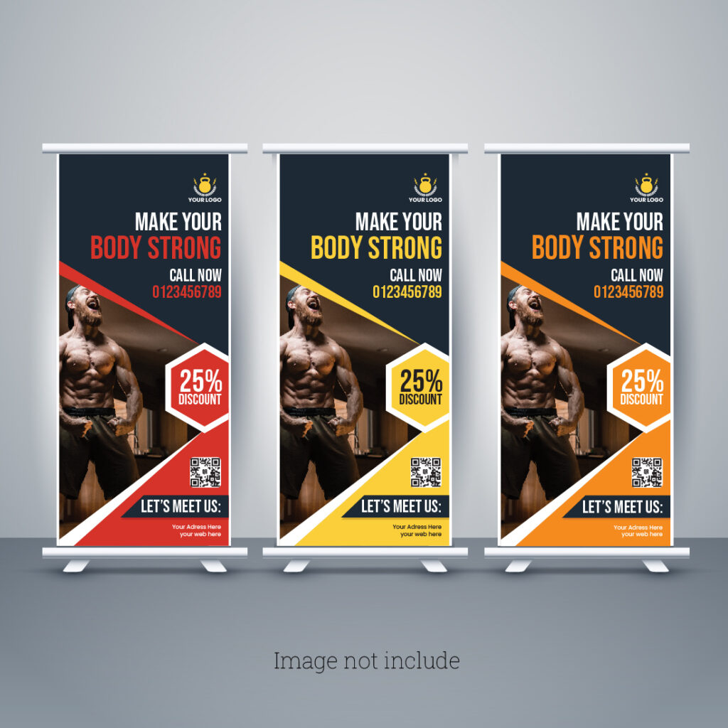 Gym x rollup pullup retractable signage banner Template Design ...