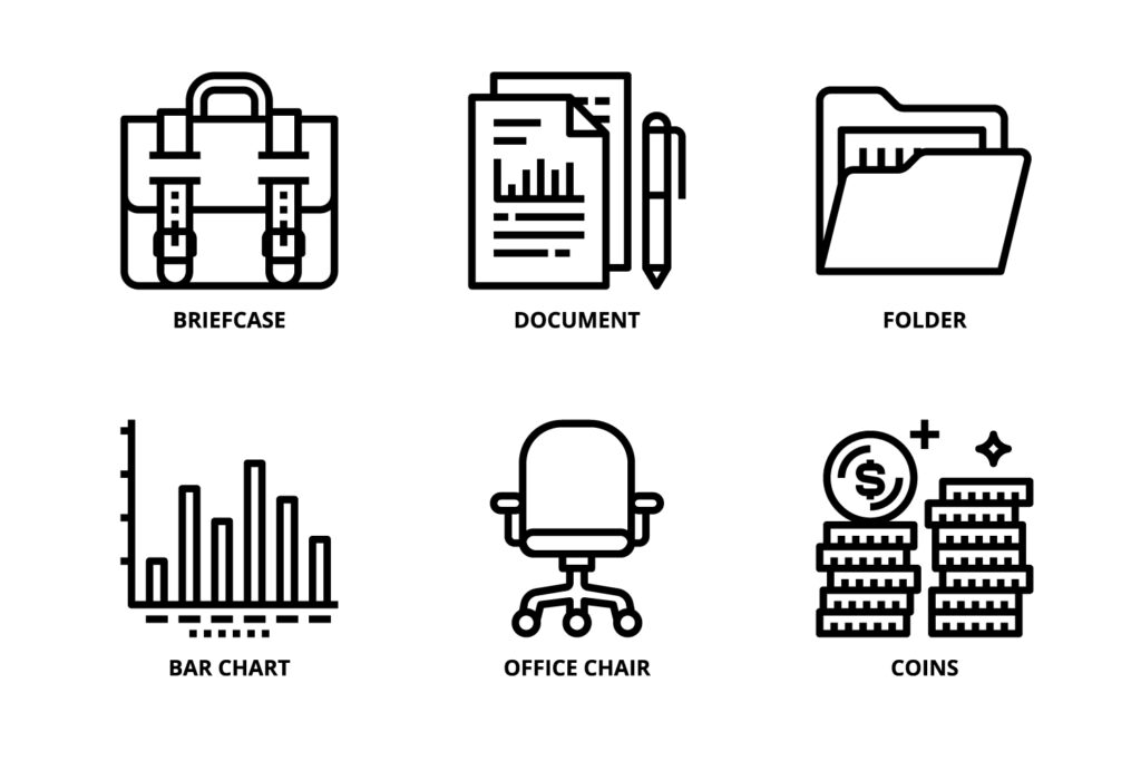 36 Business Icons Set x 4 Styles - MasterBundles