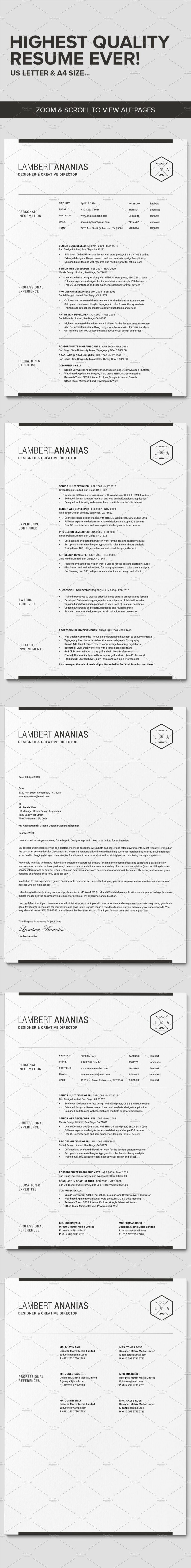 2 Pages Resume CV Pack - Lambert – MasterBundles