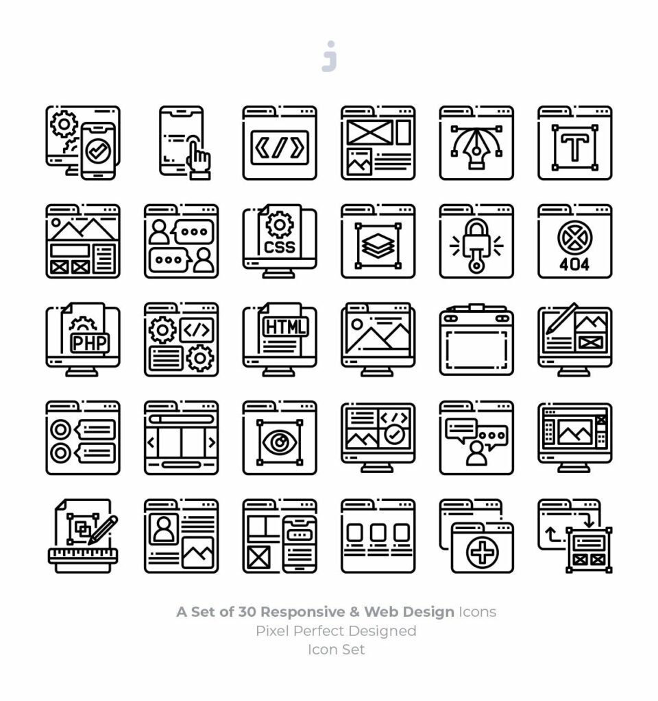 30 Responsive & Web Design Icon set – MasterBundles