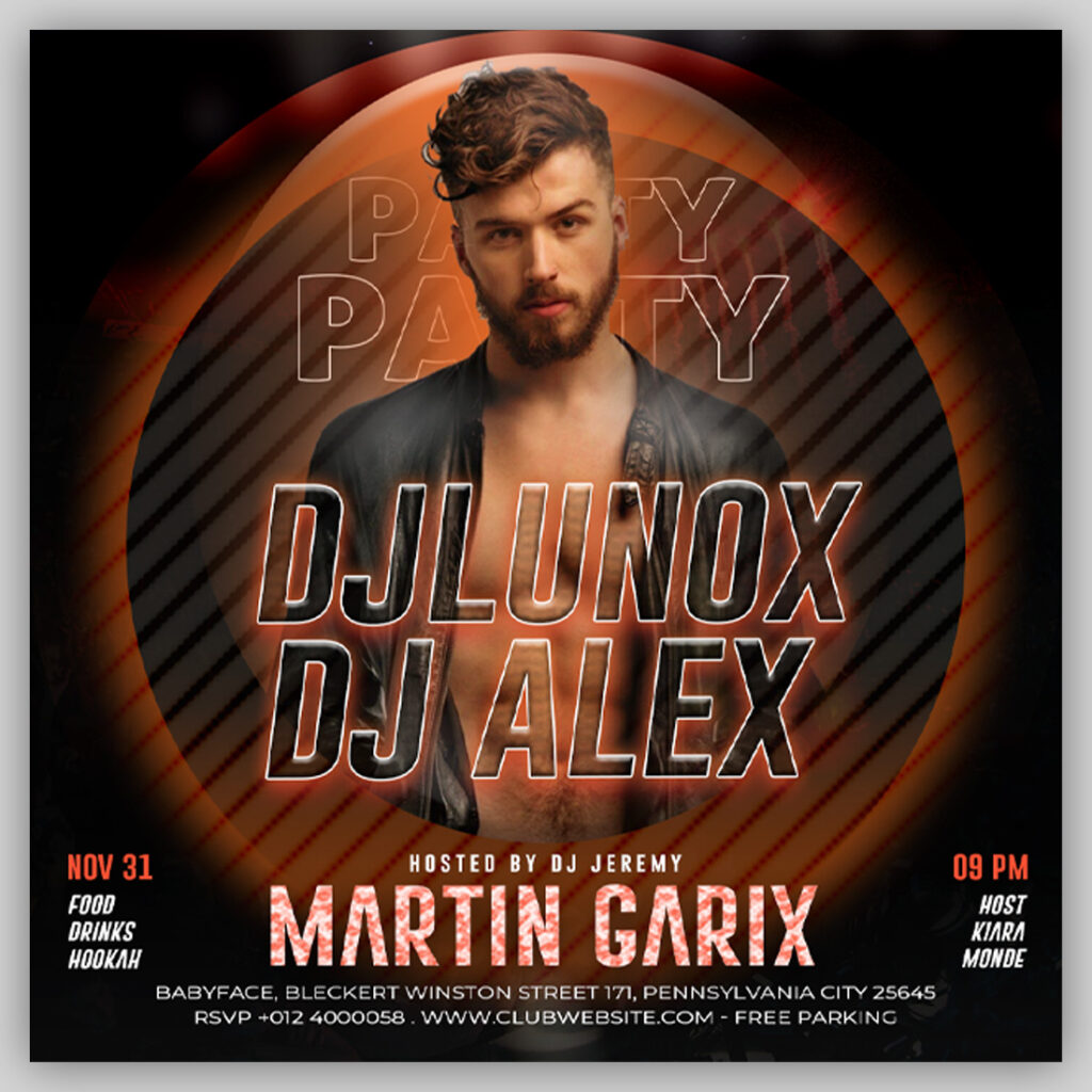 Dj party flyer soical media post and banner design template - MasterBundles