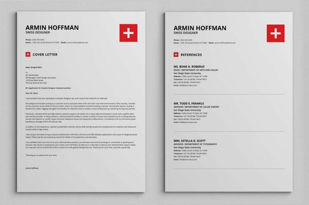 2 Pages Swiss Resume | Extended Pack – MasterBundles