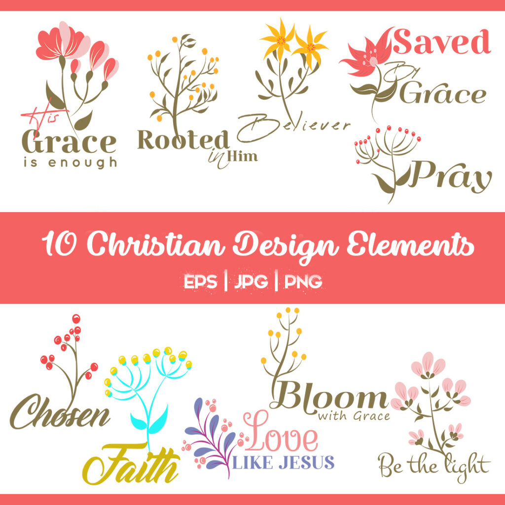 10 Christian Design Elements | EPS | JPG | PNG | - MasterBundles