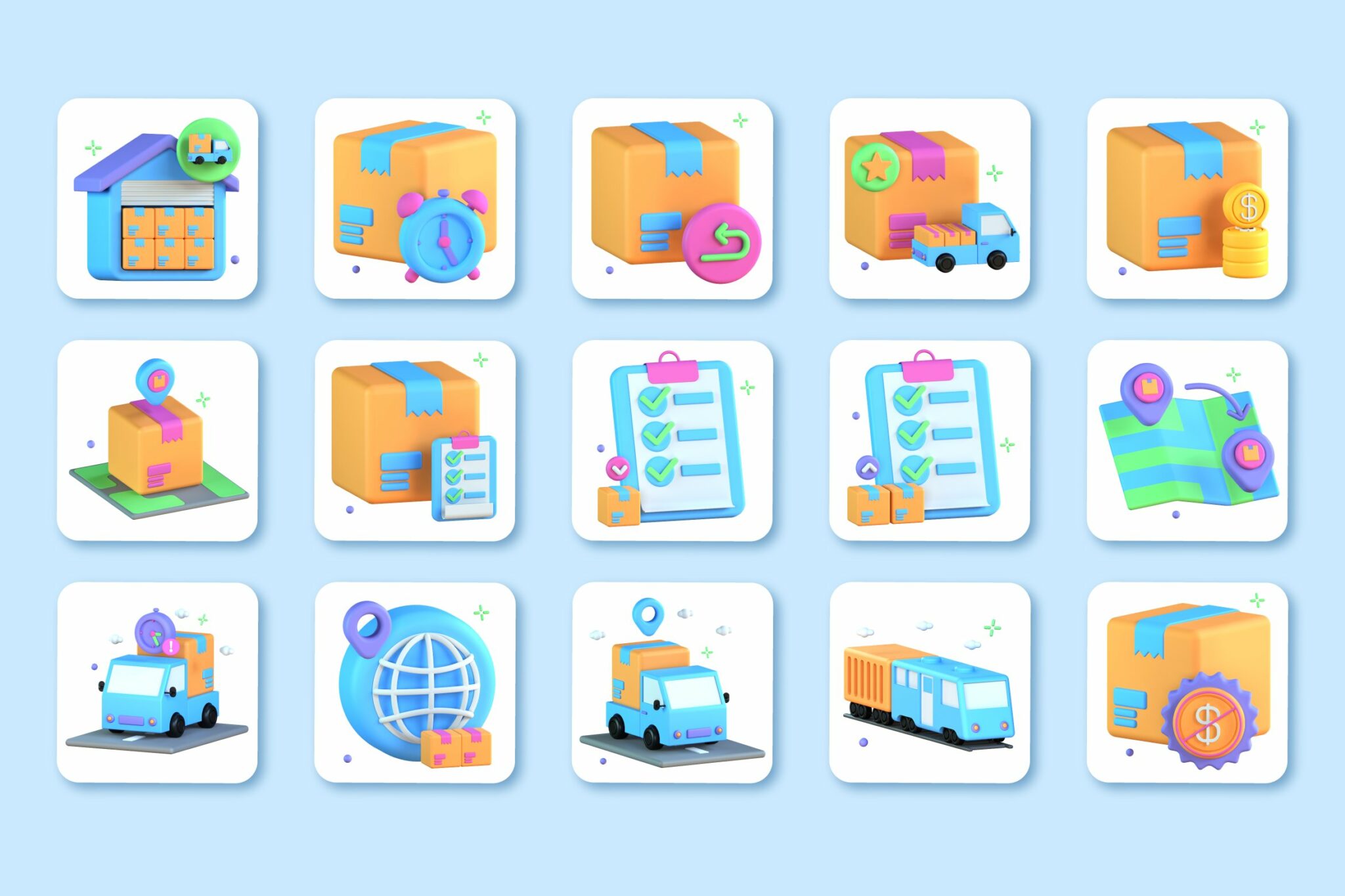 3D Delivery And Logistics Icons – MasterBundles