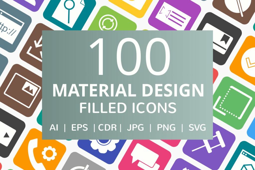 100 Material Design Filled Icons – MasterBundles