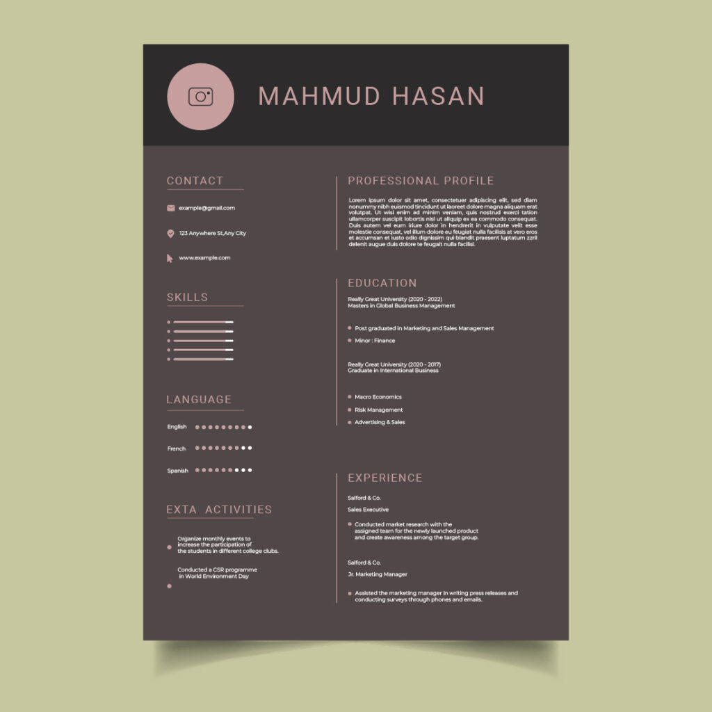 Dark Resume And CV Template - MasterBundles