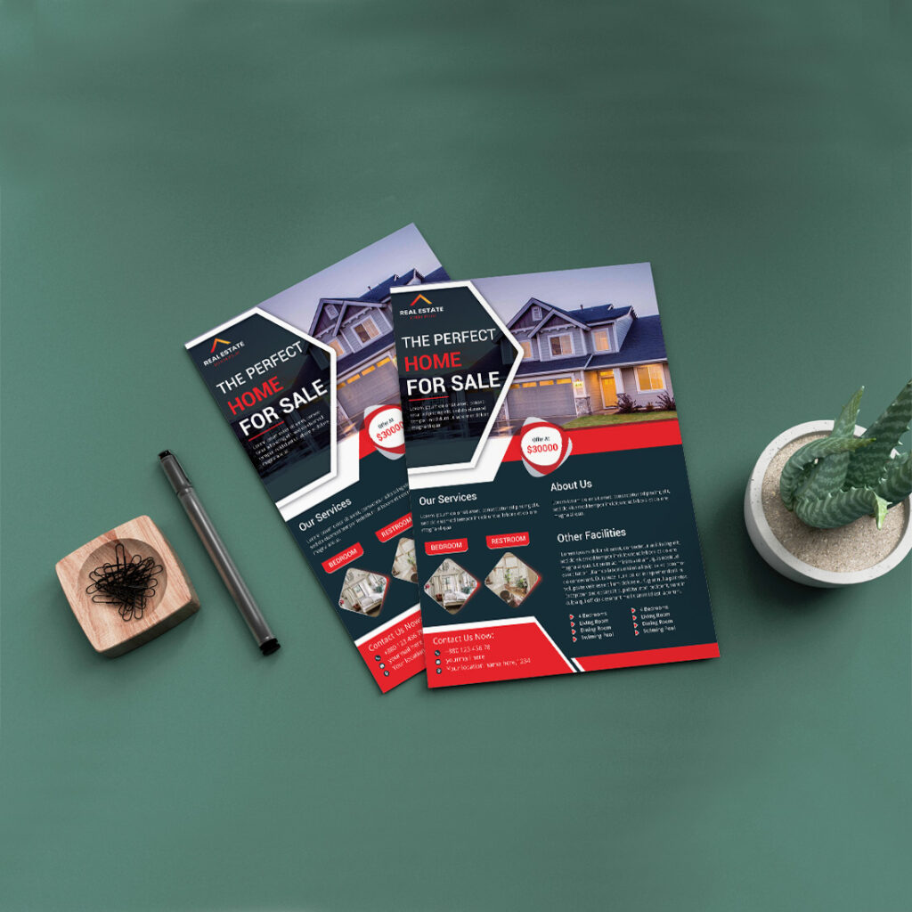 Creative Real estate house property for sale, flayer template.