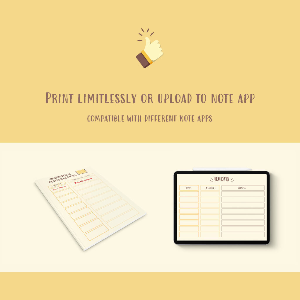 LANGUAGE STUDY PLANNER NOTEBOOK TEMPLATES