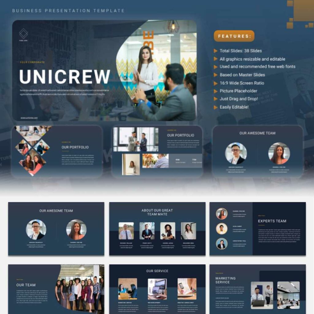 Unicrew - Business Multipurpose PowerPoint Presentation Template ...