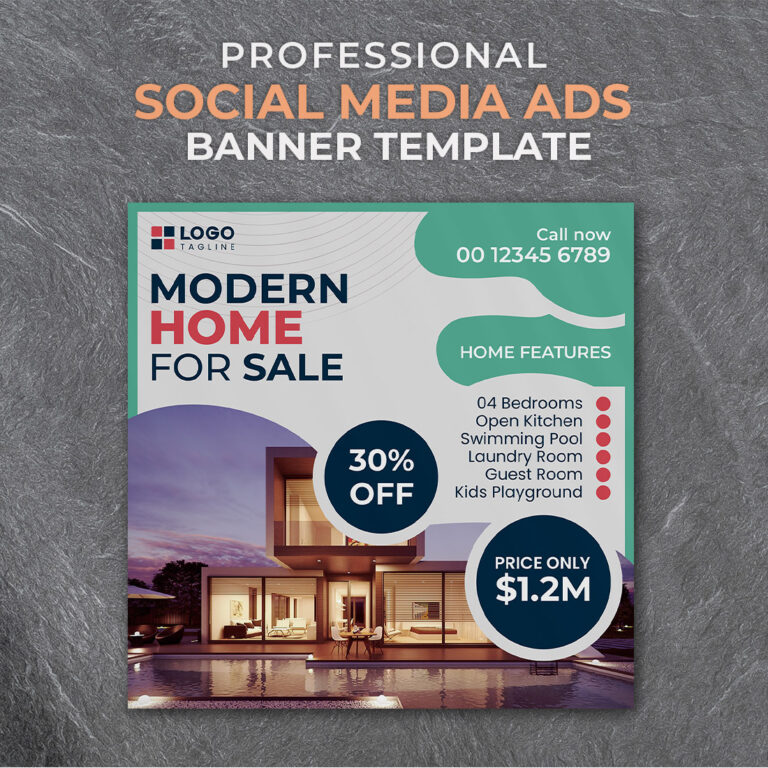 Professional & Creative Modern Home For Sale Social Media Ads Banner ...